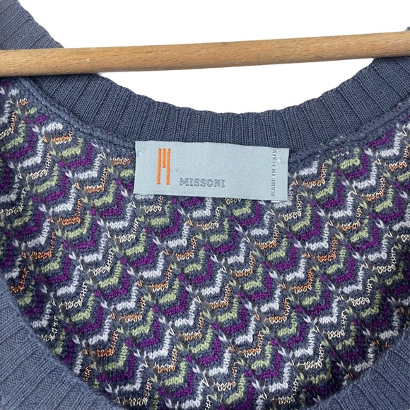 Missoni | Sweaters | Vintage Missoni Wool Knit Sweater Vest Made In Italy Stripe Wave Zig Zag ...